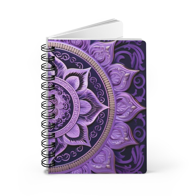 3D Purple Lotus Mandala Unique Journal Spiral-bound 5x7 Notebooks With ...