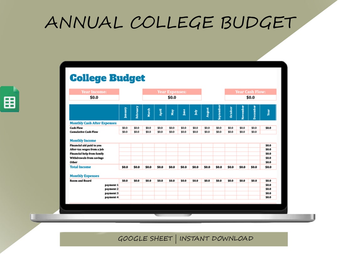 College Budget Template 2023/2024: Student Financial Planning & Expense ...