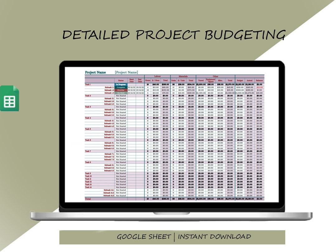 Detailed Project Budgeting Template: Plan, Track, and Control Project ...