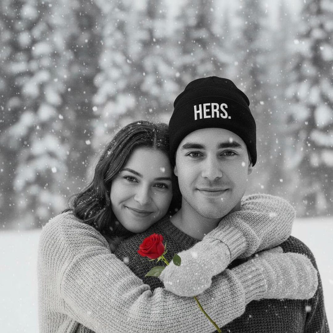 Embroidered "hers." Beanie Valentinegift for Him, Valentinesdaygifts ...