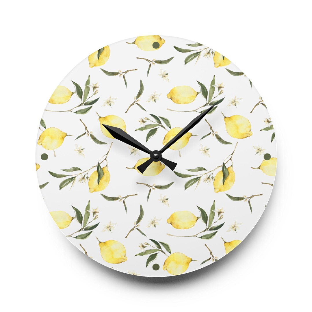 Lemon Kitchen Wall Clock, Fruit Clock, Lemon Decor, Unique Wall Clock ...