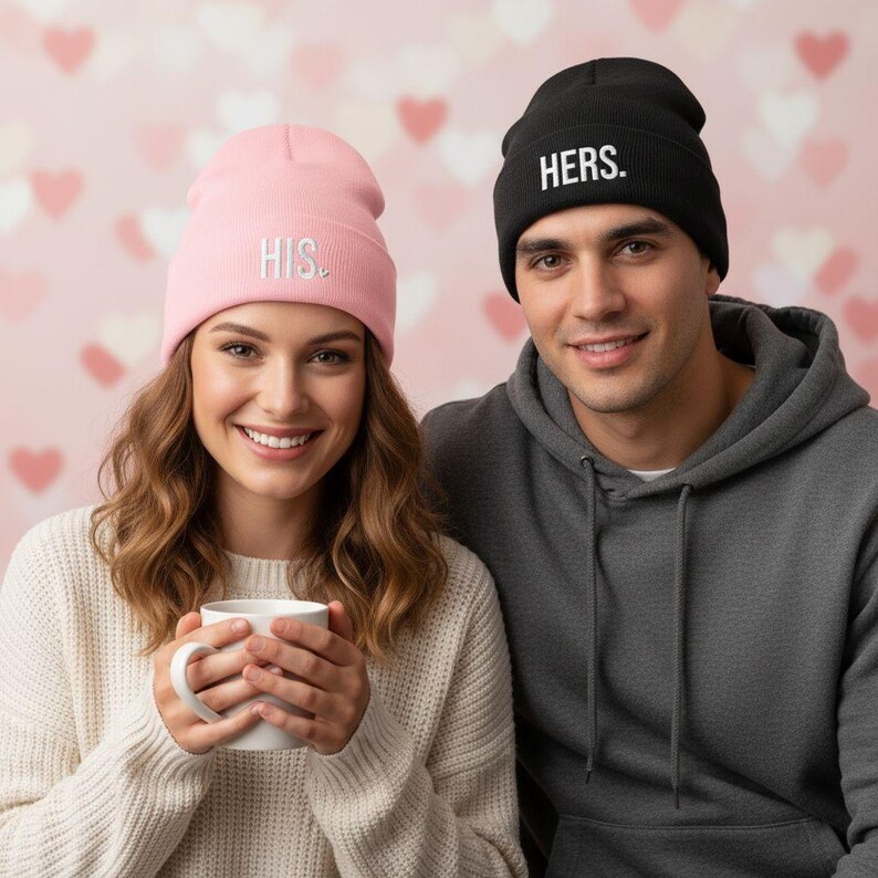 Embroidered "hers." Beanie Valentinegift for Him, Valentinesdaygifts ...