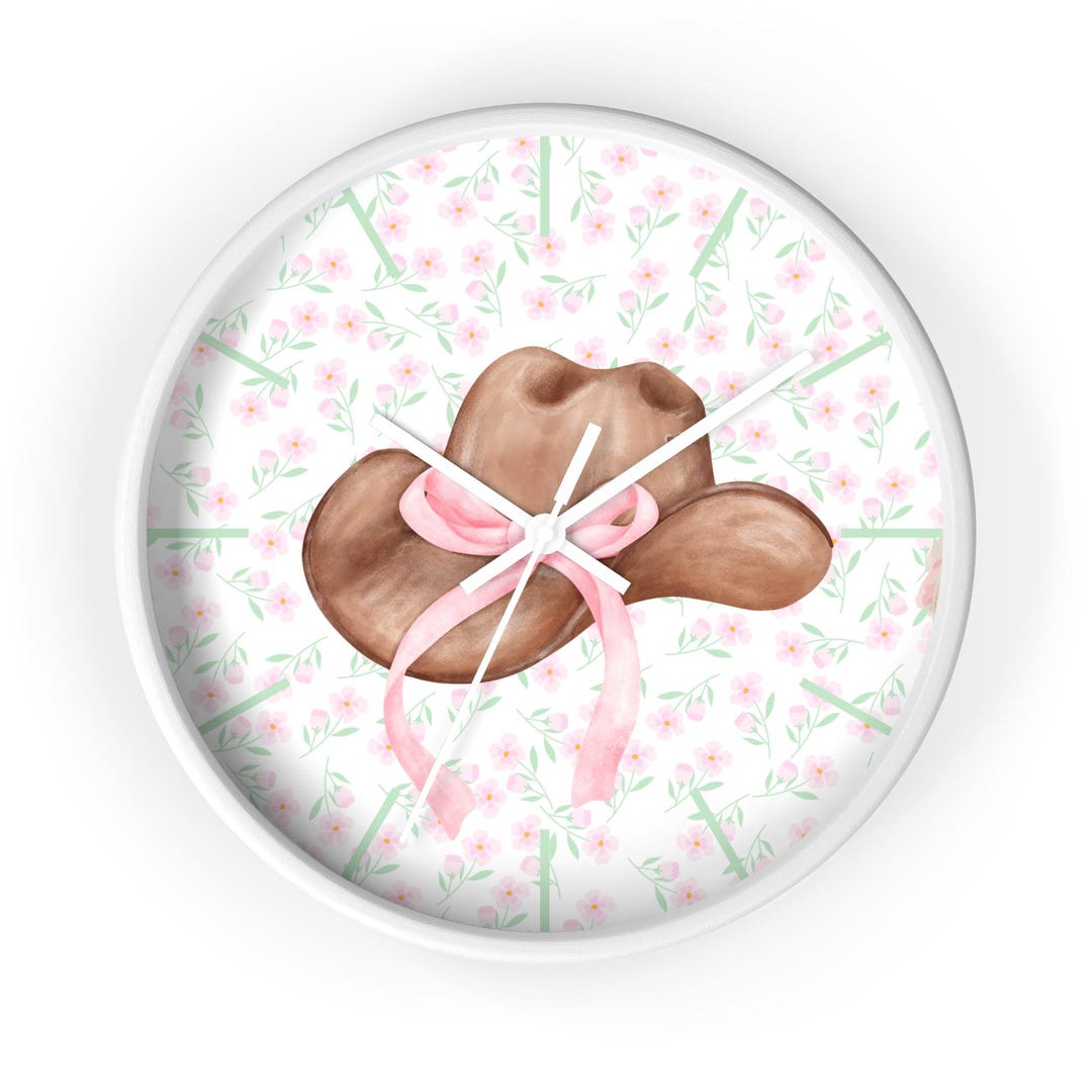 Girls Coquette Wall Clock, Cowboy Hat, Teen Wall Clocks, Girls Room ...