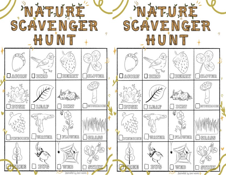 Nature Scavenger Hunt Printable: Outdoor Kid's Activity (PDF Download ...