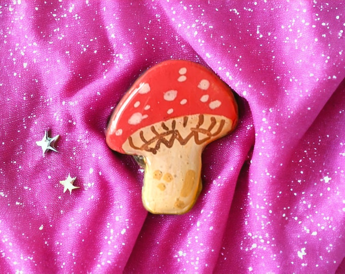 Handmade Polymer Clay Mushroom Pin, Cute Critter Lapel - Etsy