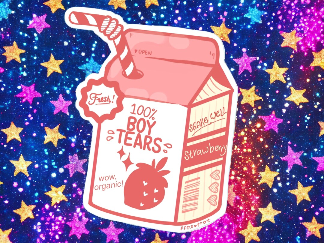 Boy Tears Juicebox Vinyl Sticker | Strawberry Flavor | Illustration ...