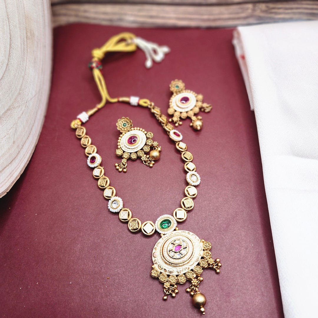 Exquisite Jewel Addiction Copper Gold Pota Stone Necklace Set - Etsy