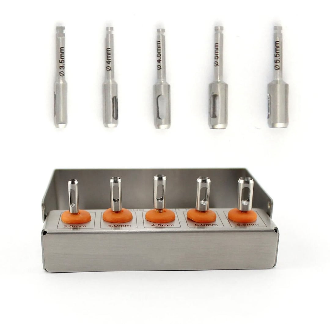 5 Pcs Dental Implant Tissue Punch Kit Set Surgical Surgery With Box ...