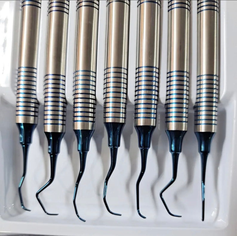 Gracey Curettes Set of 7 Pcs Titanium Coated Dental Periodontal Scaler ...