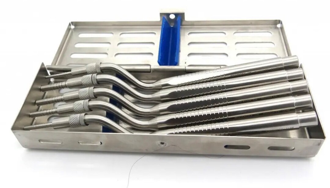 Set of 5 Sinus Lift Osteotome Kit Offset Concave Tips Dental Implant W ...