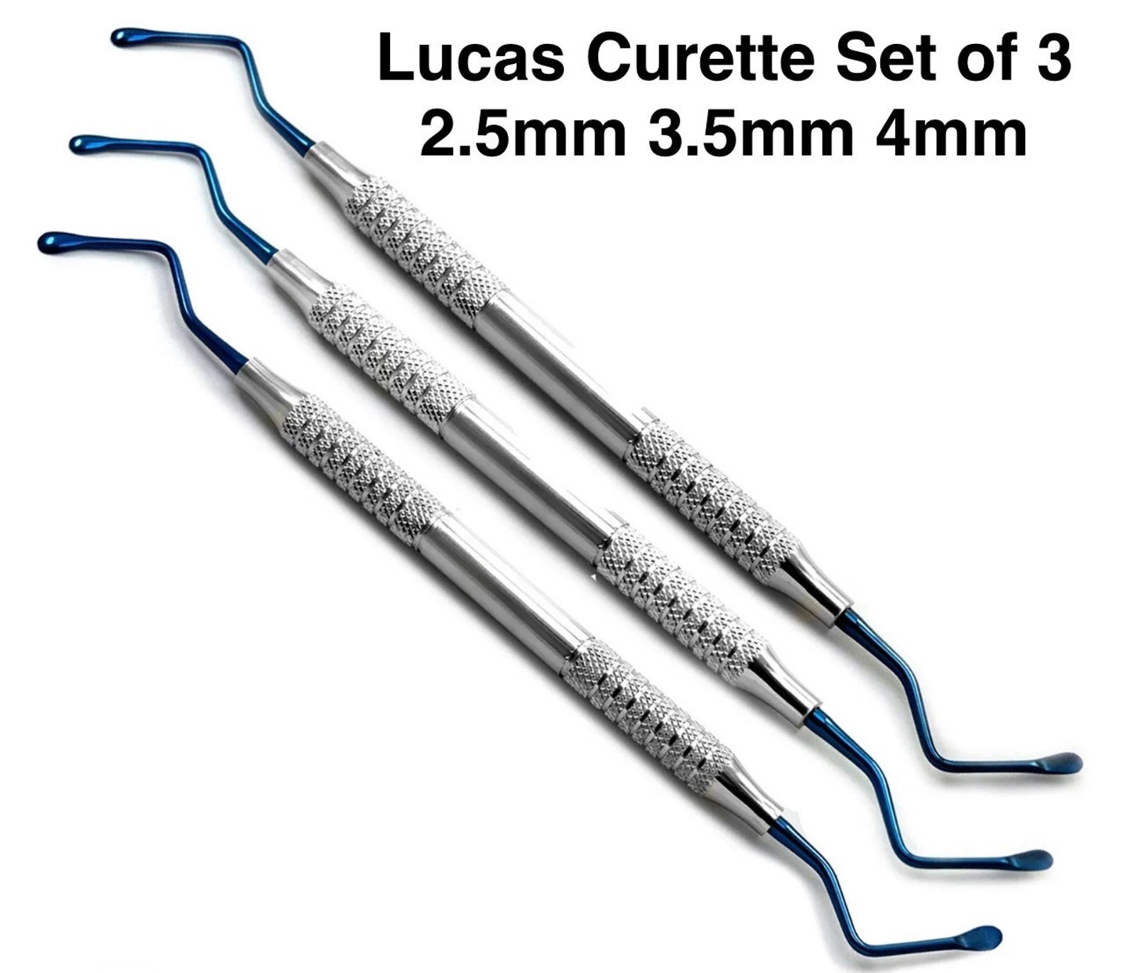 Dental Lucas Bone Curette Blue Surgical Periodontal Implant Instruments ...