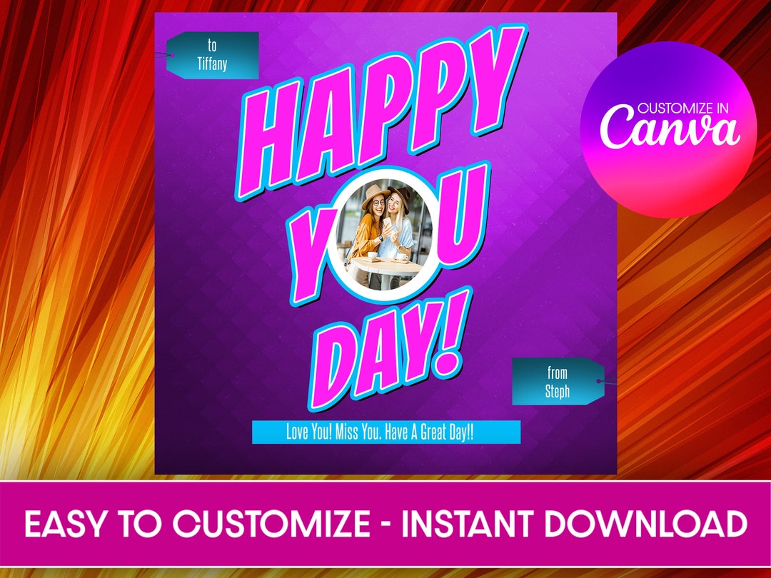 Editable Happy You Day Digital Template / 1080 X 1080 Digital ...