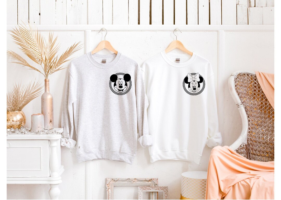 Retro Pocket Disney Sweatshirt,mickey Checkered Sweatshirt,retro Disney ...
