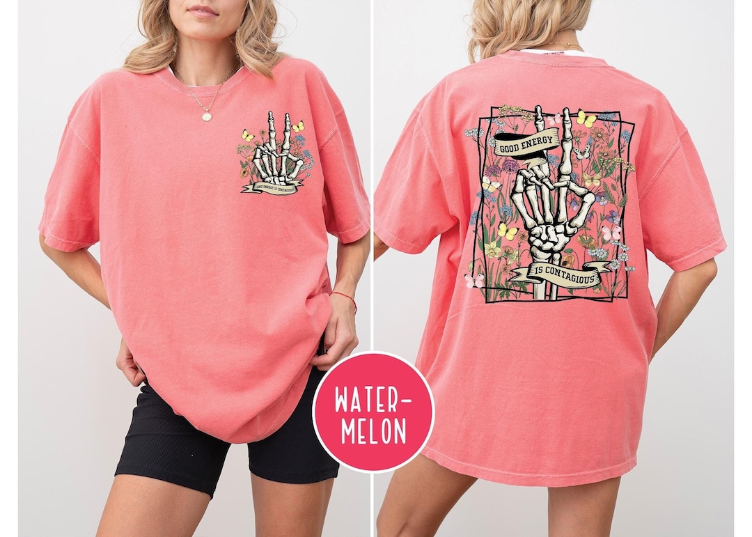 Comfort Colors Good Energy is Contagious Shirt,skeleton Hand Shirt ...