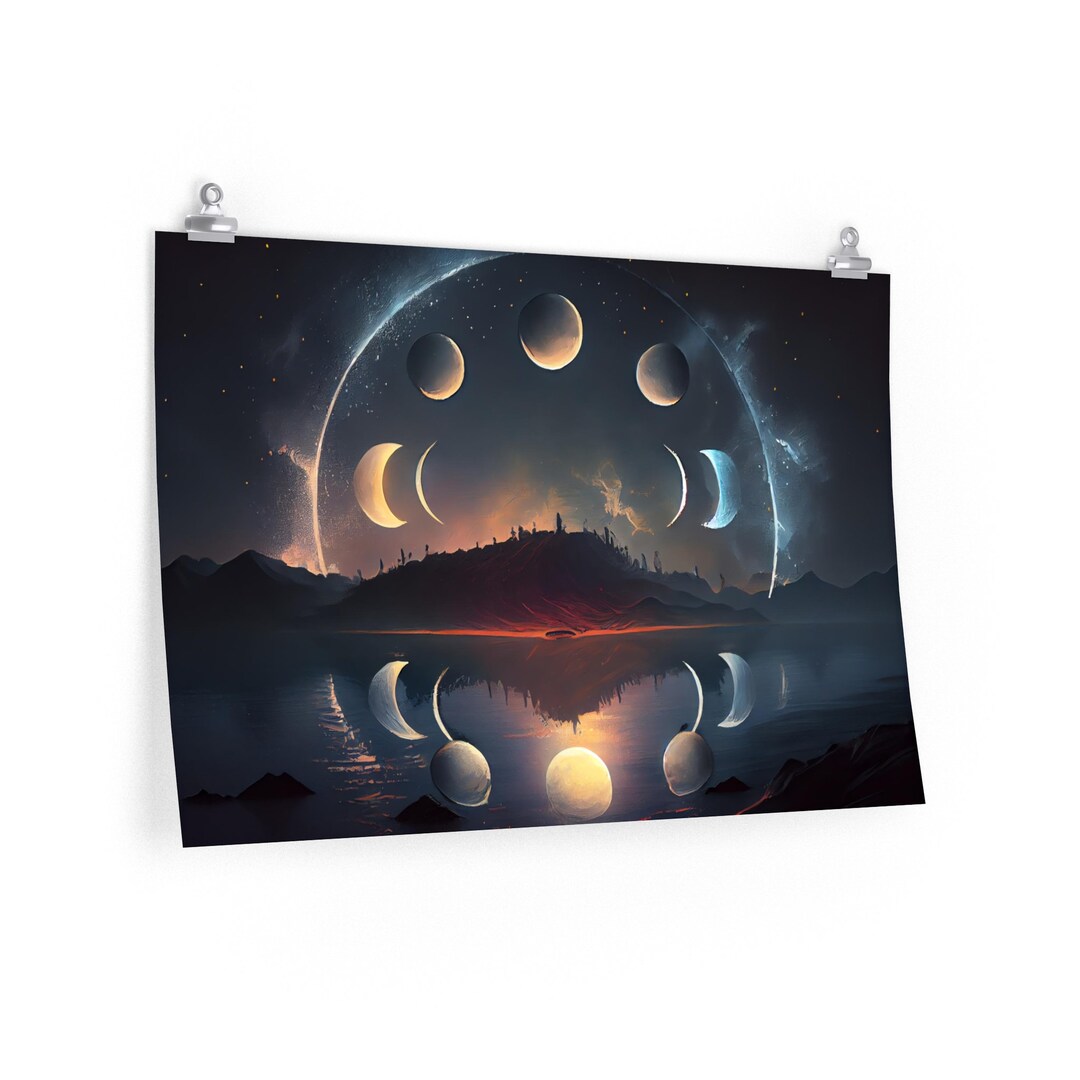Moon Phases Poster Painting Design for Adults Psychedelic Spiritual ...