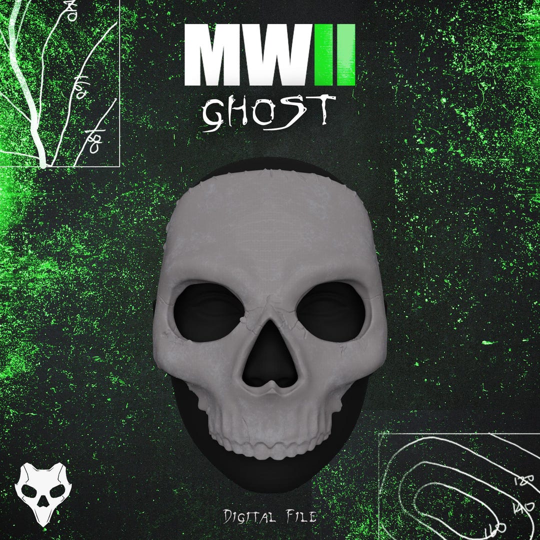 DIGITAL FILE Call of Duty MW2 Ghost Mask, Cosplay STL, Operator Mask ...