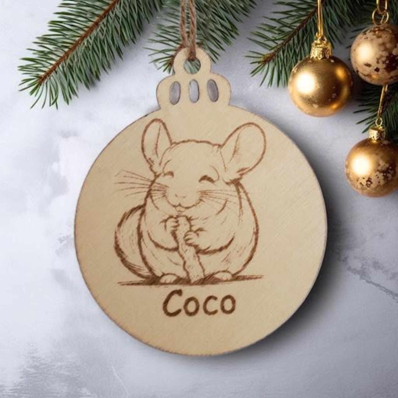 Wood Chinchilla Christmas Ornament - Personalized Pet Decoration Gift ...