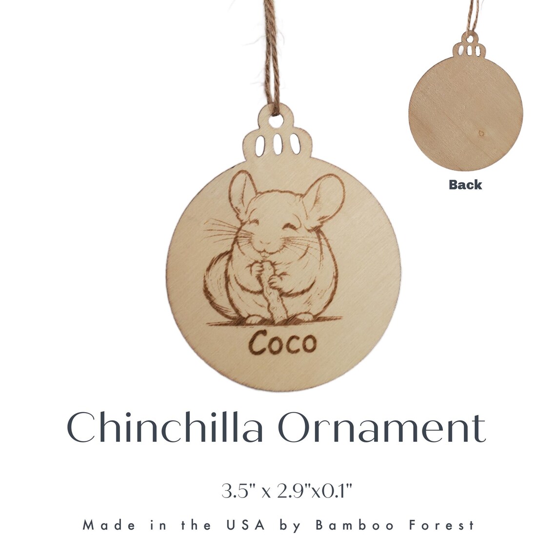 Wood Chinchilla Christmas Ornament - Personalized Pet Decoration Gift ...