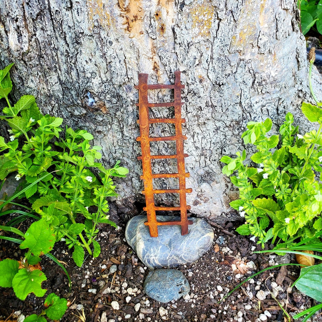 Fairy Garden Ladder | Outdoor Metal Fairy Miniature Accessories for ...