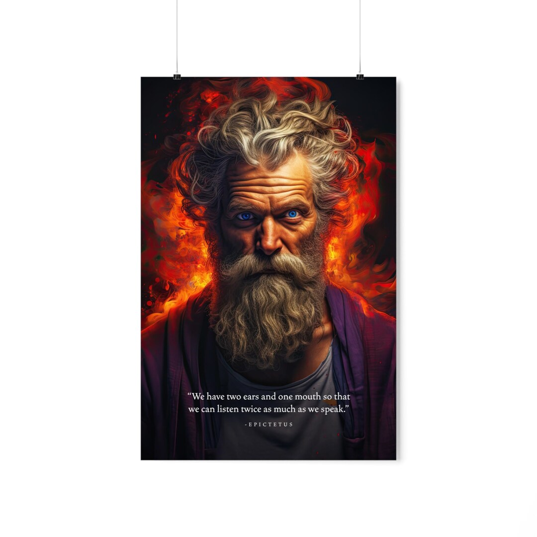 Epictetus - Premium Matte Vertical Poster - Famous Quote #1 - "two Ears ...