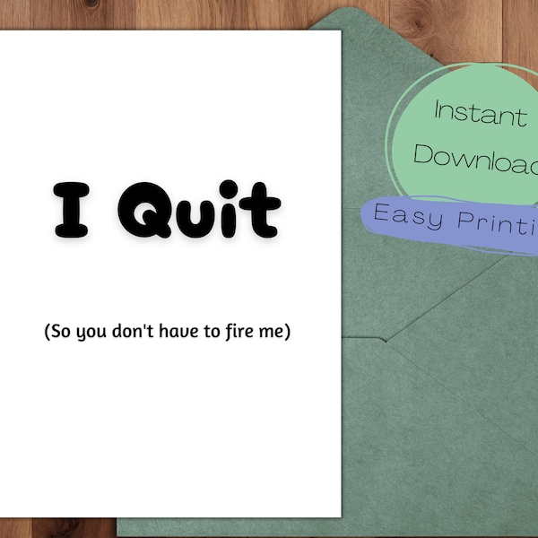 I Quit Card - Etsy