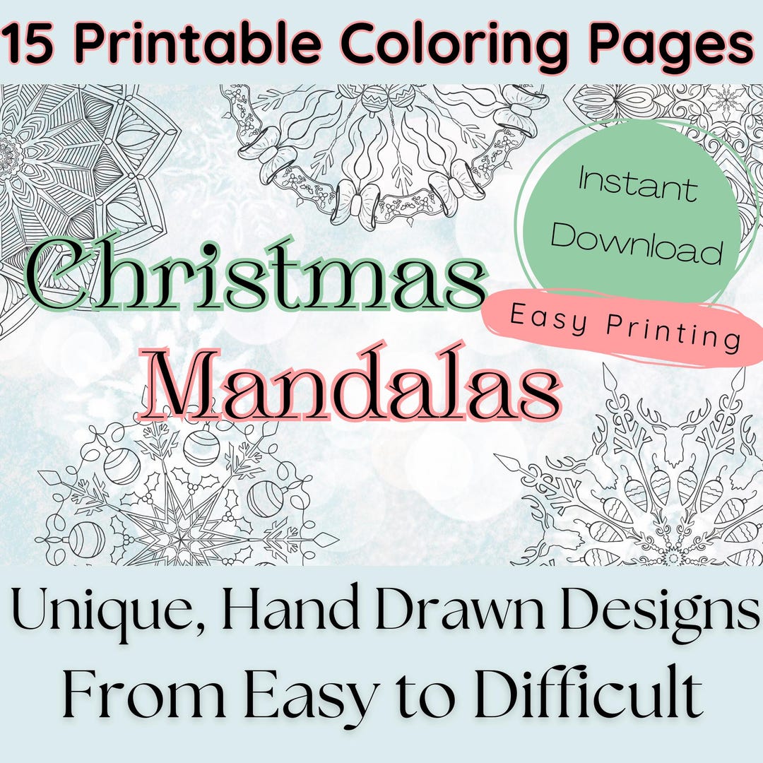 15 Christmas Mandala Coloring Pages Handcrafted Designs for Stress ...