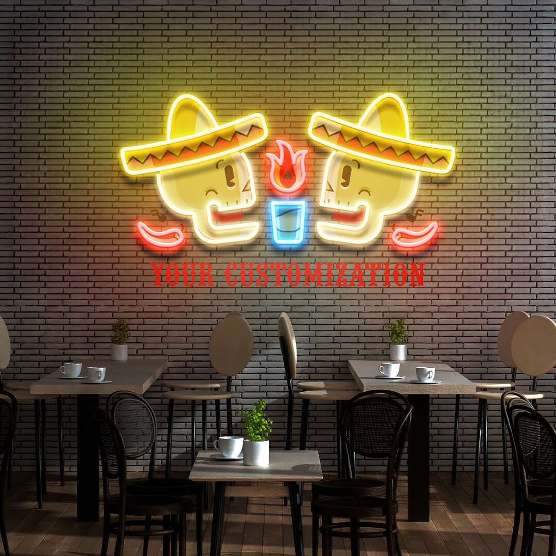 Custom Neon Sign Logo Mexican Cafe Logo Neon Sign Wall Decor - Etsy Canada
