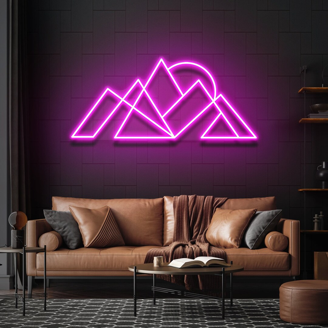 Mountain Sunset Led Neon Sign Mountain Neon Sign Office Wall - Etsy