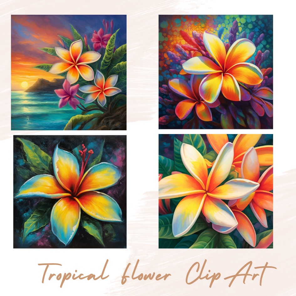 Tropical Flower Clip Art - Etsy