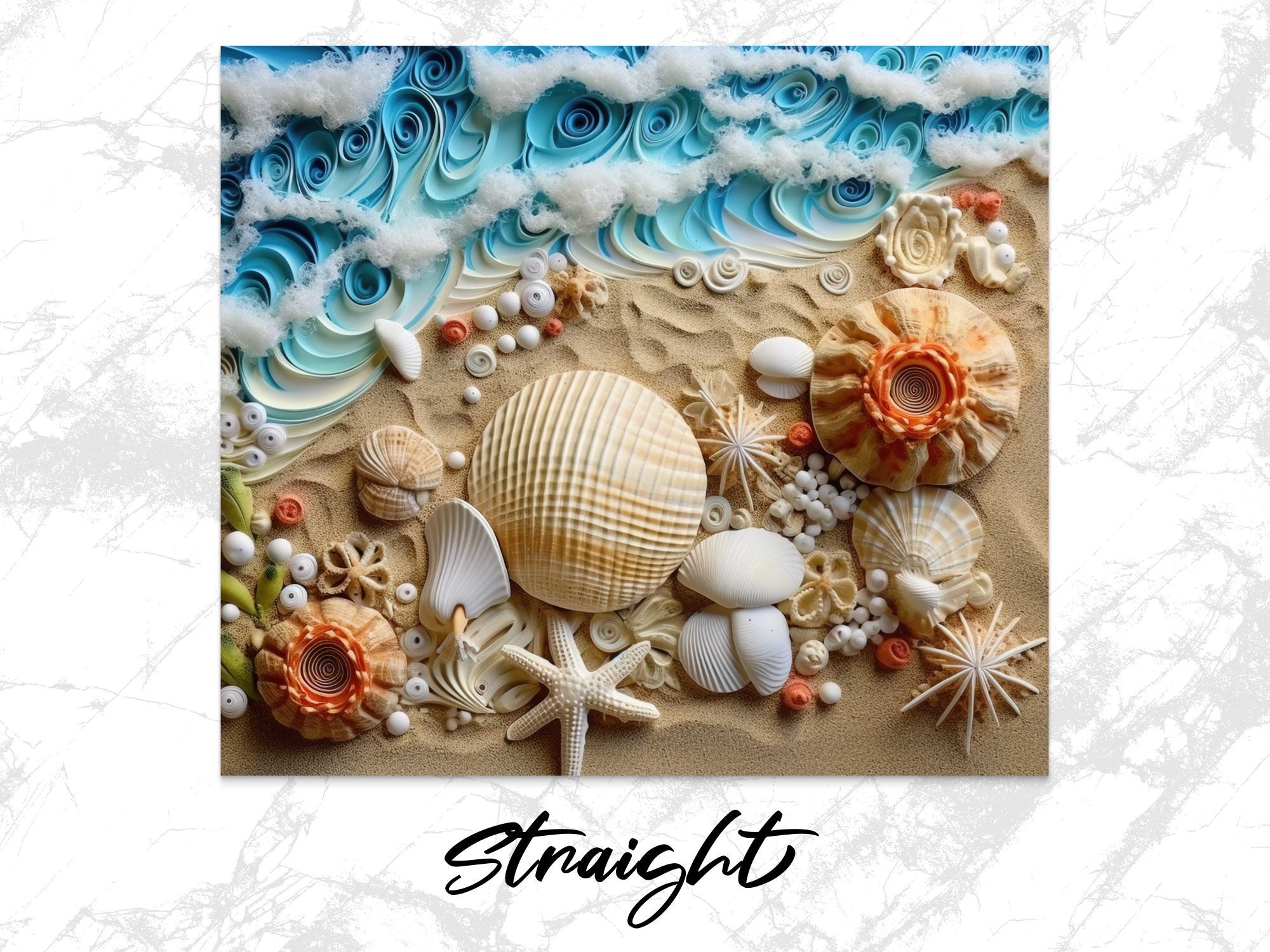 3D Beach Shells Ocean Paper Quilling 20 Oz Skinny Tumbler Sublimation ...