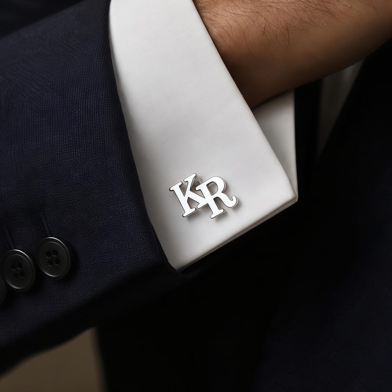 Personalized Initial Cufflinks, Stainless Steel, Walnut Box, Groomsmen ...