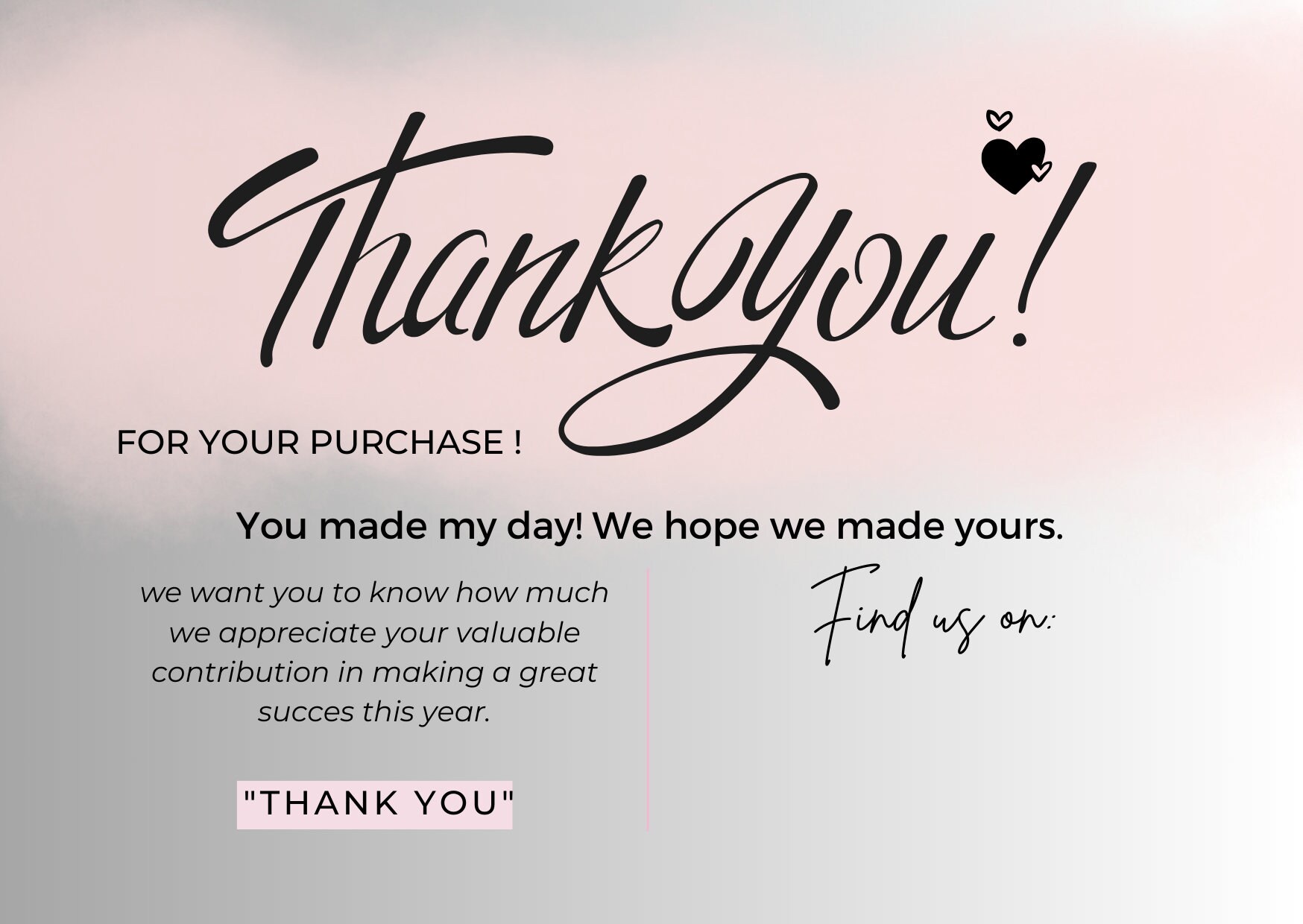 Thank You Card Pdf Printable - Etsy