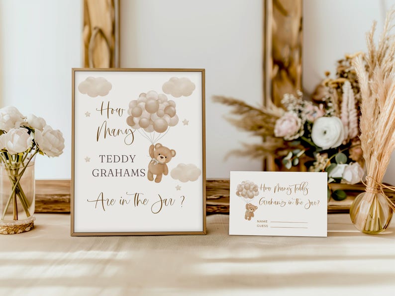 Guess How Many Teddy Bears Baby Shower Game: Editable Canva Template (digital Download) - Etsy