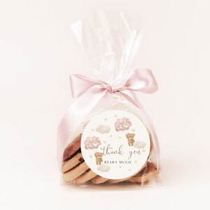 Editable Pink Teddy Bear Favor Tag: Baby Shower Template (2.5x2.5 ...