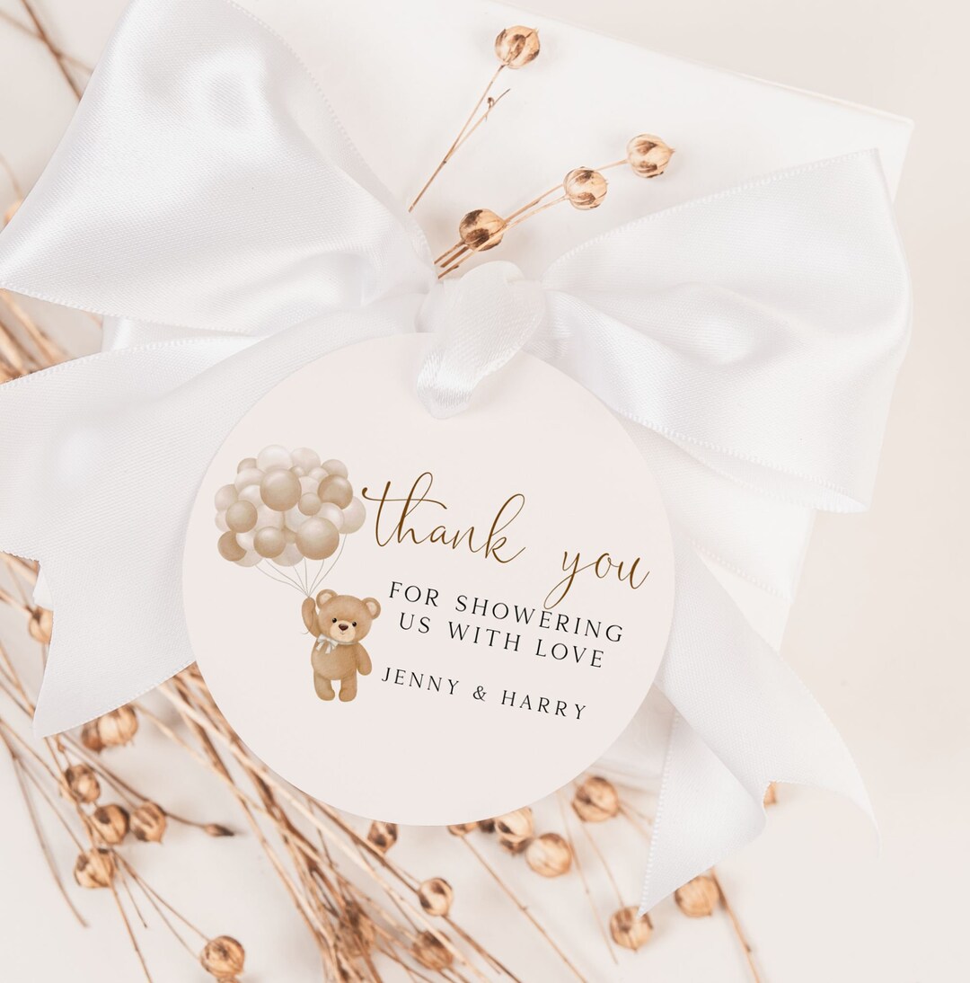 Editable Teddy Bear Baby Shower Favor Tags: Neutral Brown (digital) - Etsy