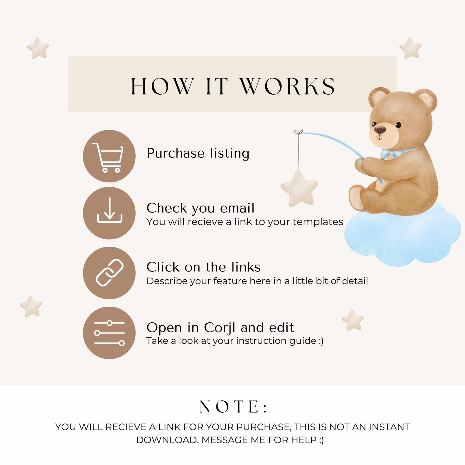 Teddy Bear Baby Shower Signs: Boho Blue Bear Decor (editable) - Etsy