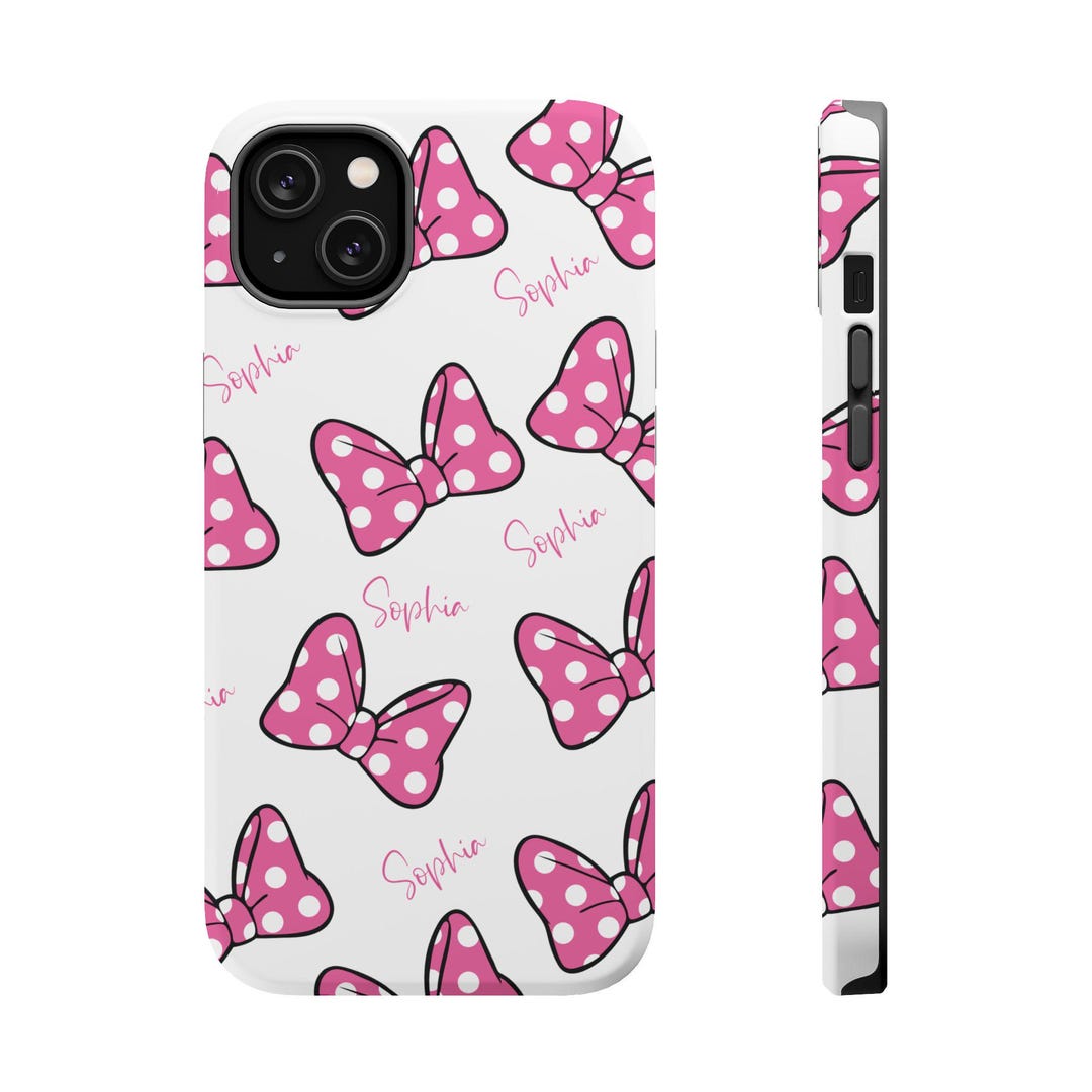 Mouse Polka Dot Bow iPhone Case, Cute Disney Phone Cover, Pink Tough ...