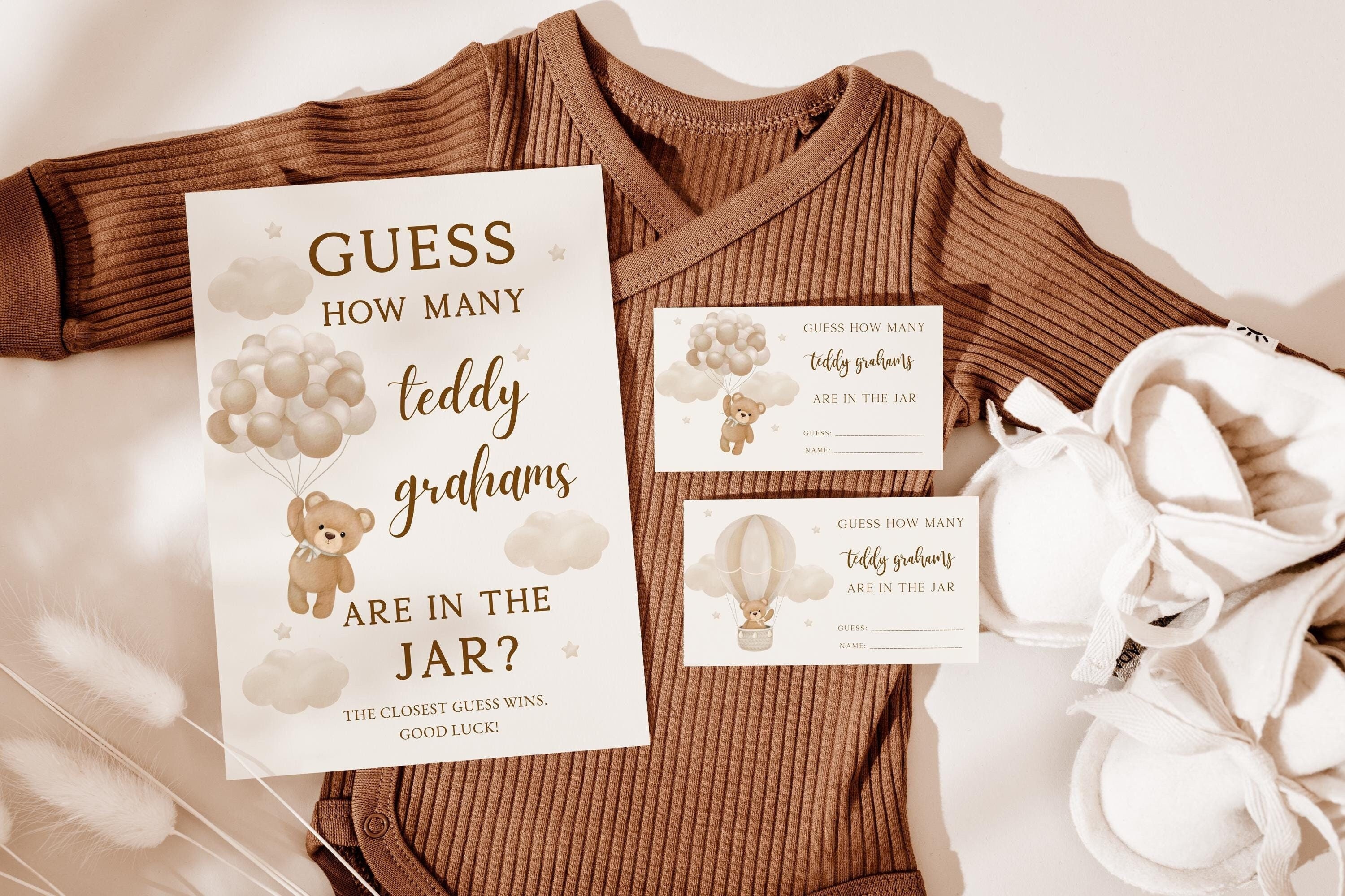 Teddy Bear Baby Shower Game: Guess How Many (editable) - Etsy