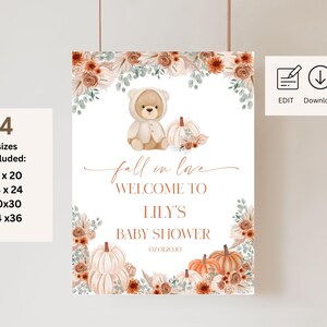 Fall in Love Autumn Baby Shower Welcome Sign , Gender Neutral Sign ...