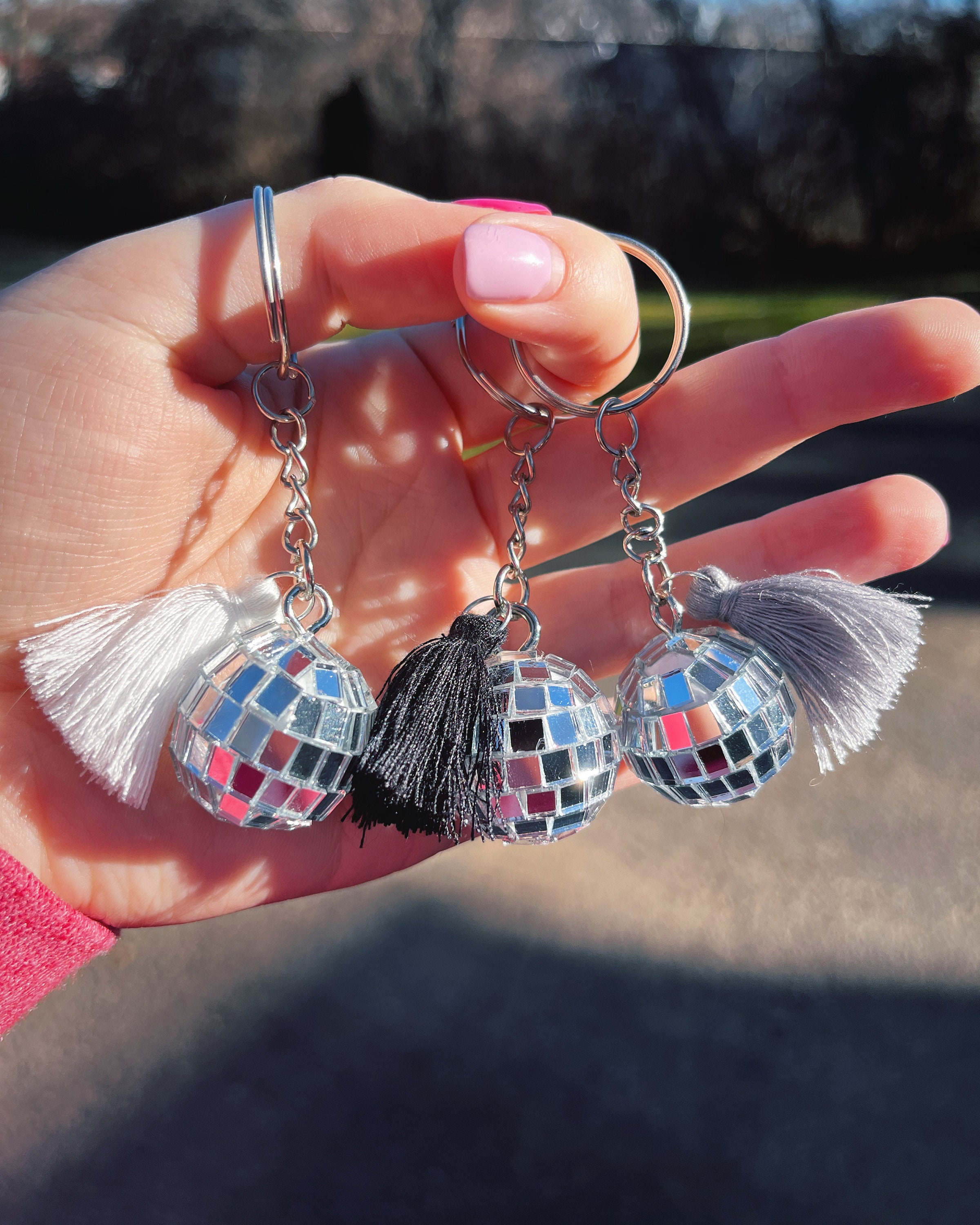 Mini Silver Disco Ball Fun Disco Keychain Car Accessories Disco Ball L ...