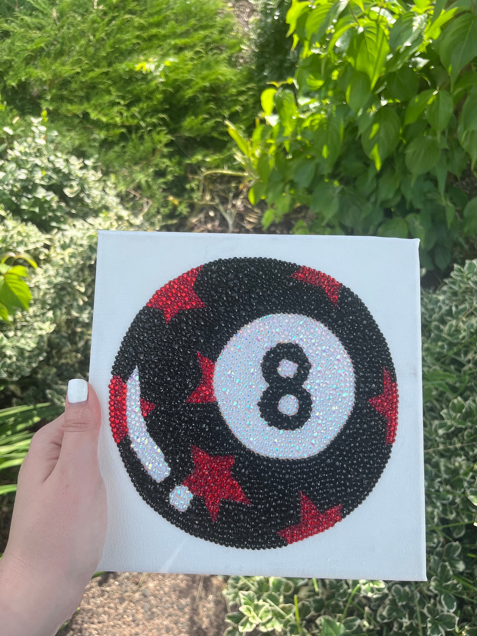 10x10 Rhinestone Starry Eight Ball Wall Art Disco Art Picture Gem Art ...