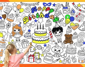 Animals Coloring Poster, Giant Coloring Poster, Doodle, Animals ...