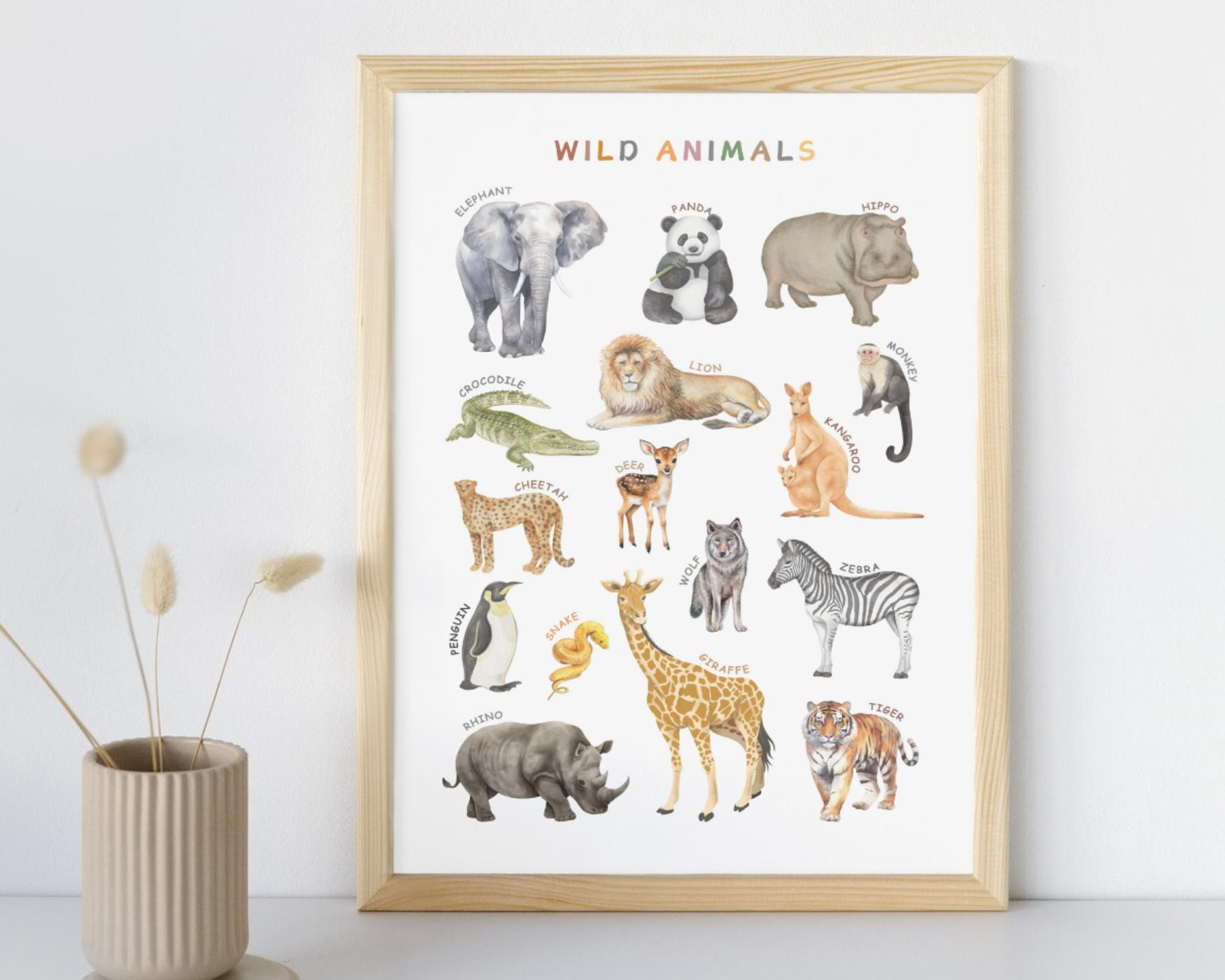 Wild Animals Poster, Educational Poster, Montessori Poster, Classroom ...