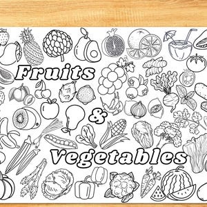 Giant Fruits and Vegetables Coloring Poster, Doodle, Doodle Coloring ...
