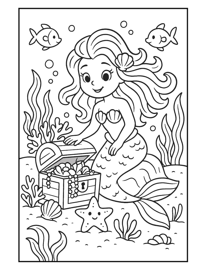 Mermaid Coloring & Activity 10 Pages for Kids. Under the Sea Instant ...