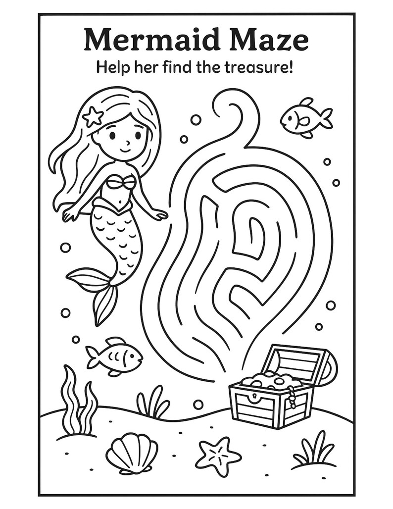 Mermaid Coloring & Activity Book: Under the Sea Fun (digital Download ...