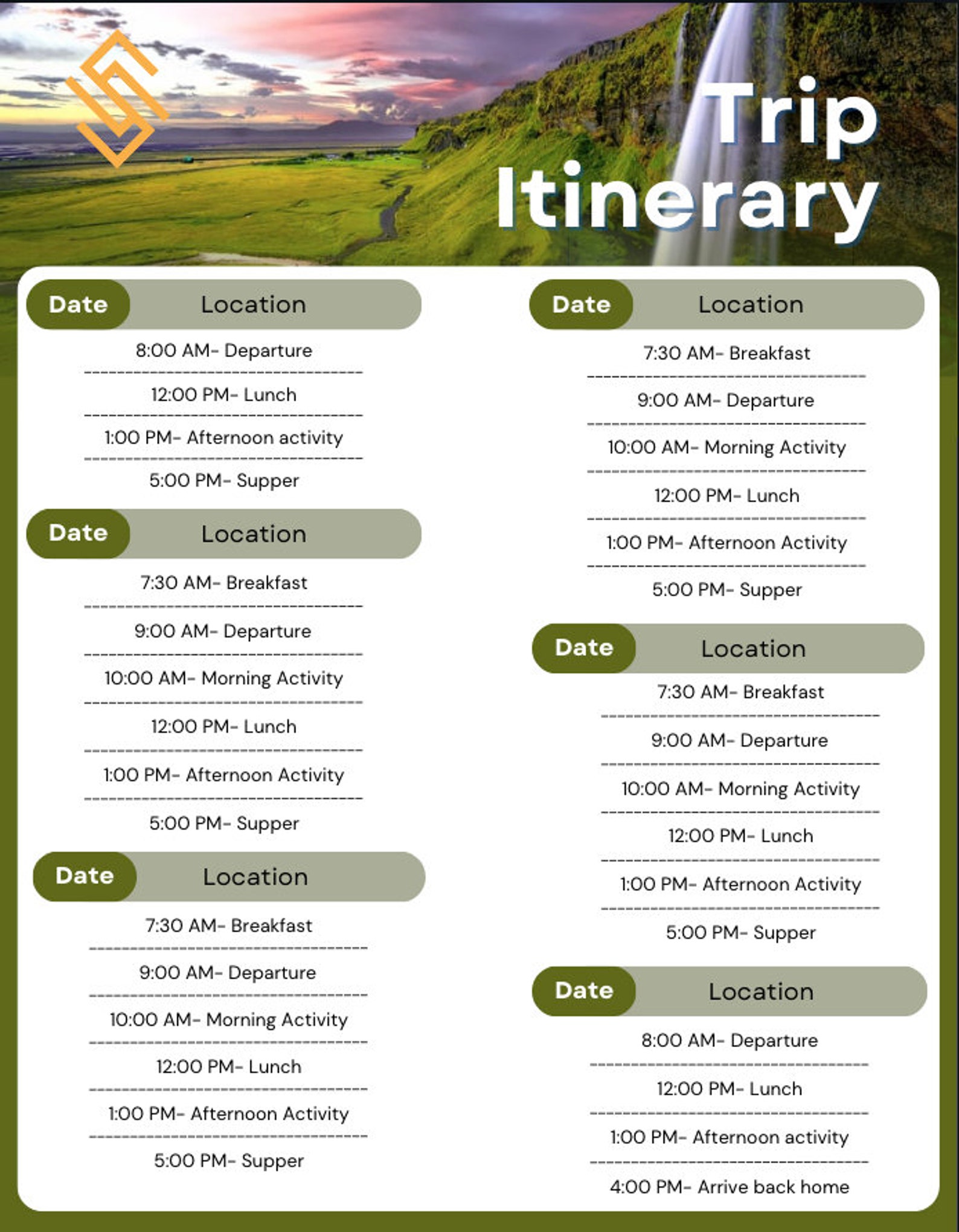 Detailed Trip Itinerary Template - Etsy Canada