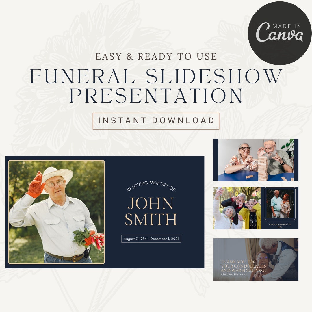 Funeral Memorial Slideshow Presentation- Navy - Etsy