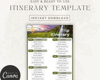 Beach Vacation Detailed Trip Itinerary Template - Etsy