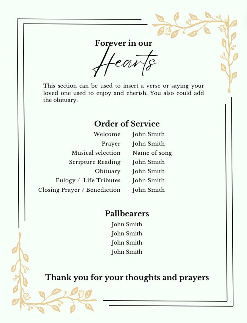 Editable Navy Funeral Program Template - Etsy